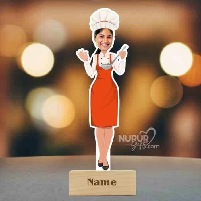 Gifts For Female Chef | Personalized Caricature Photo Stand - Nupur Gifts