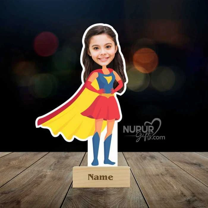 Super Girl Kids Cartoon Photo Stand | Quirky Caricature Standee - Nupur ...